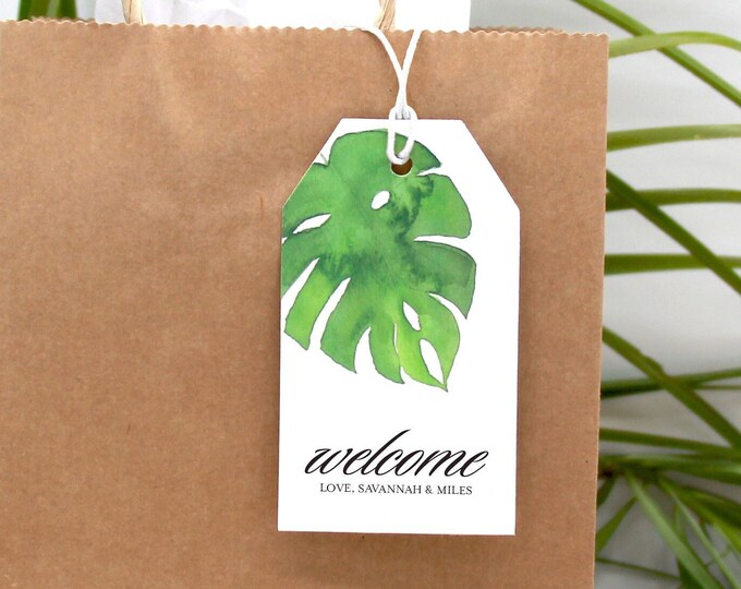 PRINTED Tropical Welcome Gift Tags for Tropical Wedding Favor Tags With ...