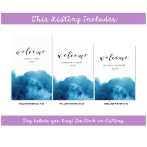 Watercolor Blue Ocean Welcome Sign Template, Editable Sign, Printable ...