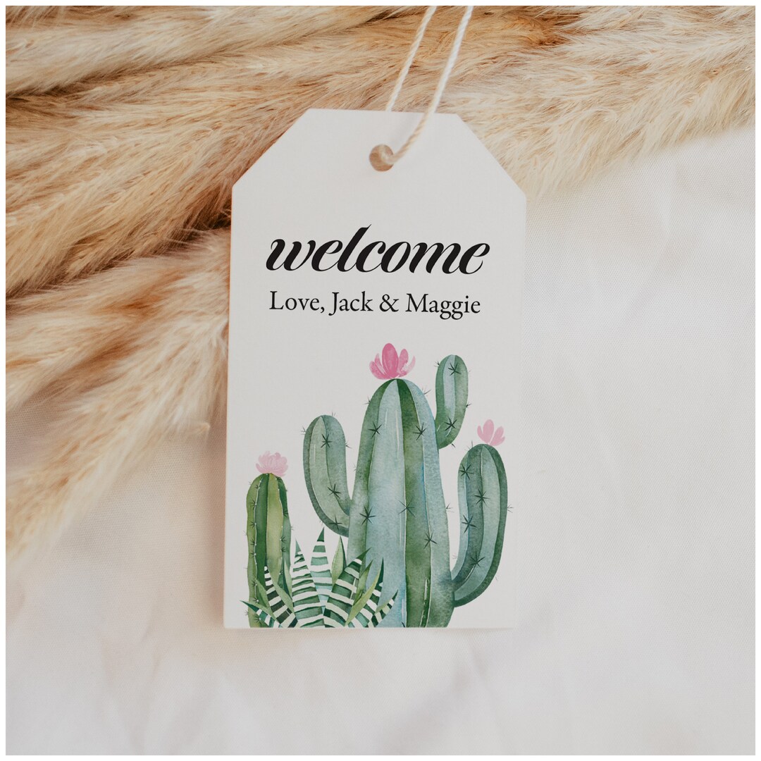 Desert Cactus Welcome Tag, Palm Springs Welcome Tag, Arizona Favor Tag ...