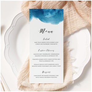 Blue Watercolor Menu, Nautical Wedding Menu, Dusty Blue Menu, Printable ...