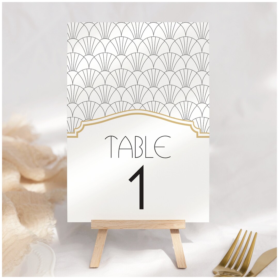 Art Deco Table Number for Vintage Wedding, Table Card for Great Gatsby ...