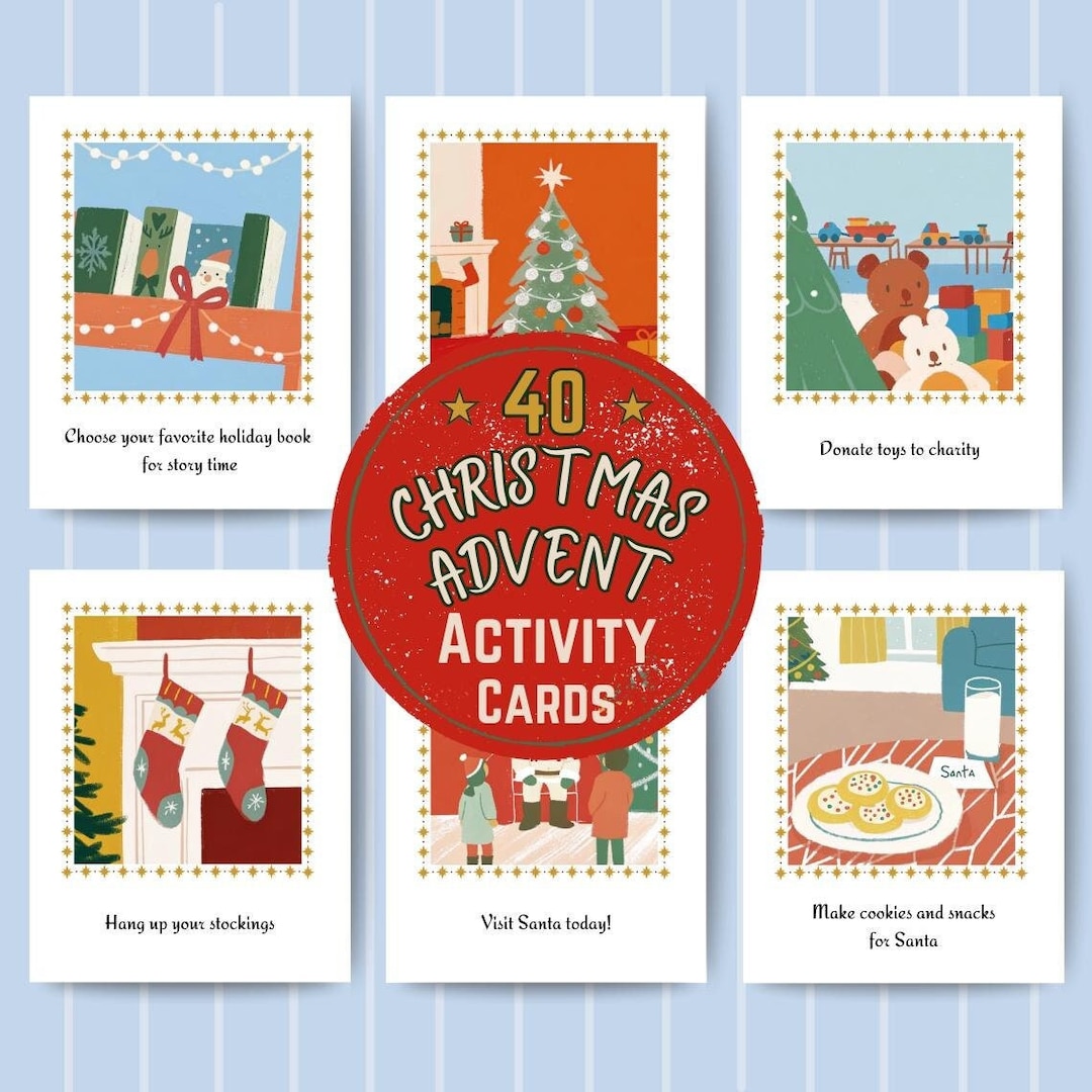 Advent Calendar Activity Cards, Christmas Countdown, DIY Kit, Kids ...
