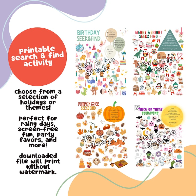 Birthday Seek and Find Game: Printable Party Activity (instant Download ...