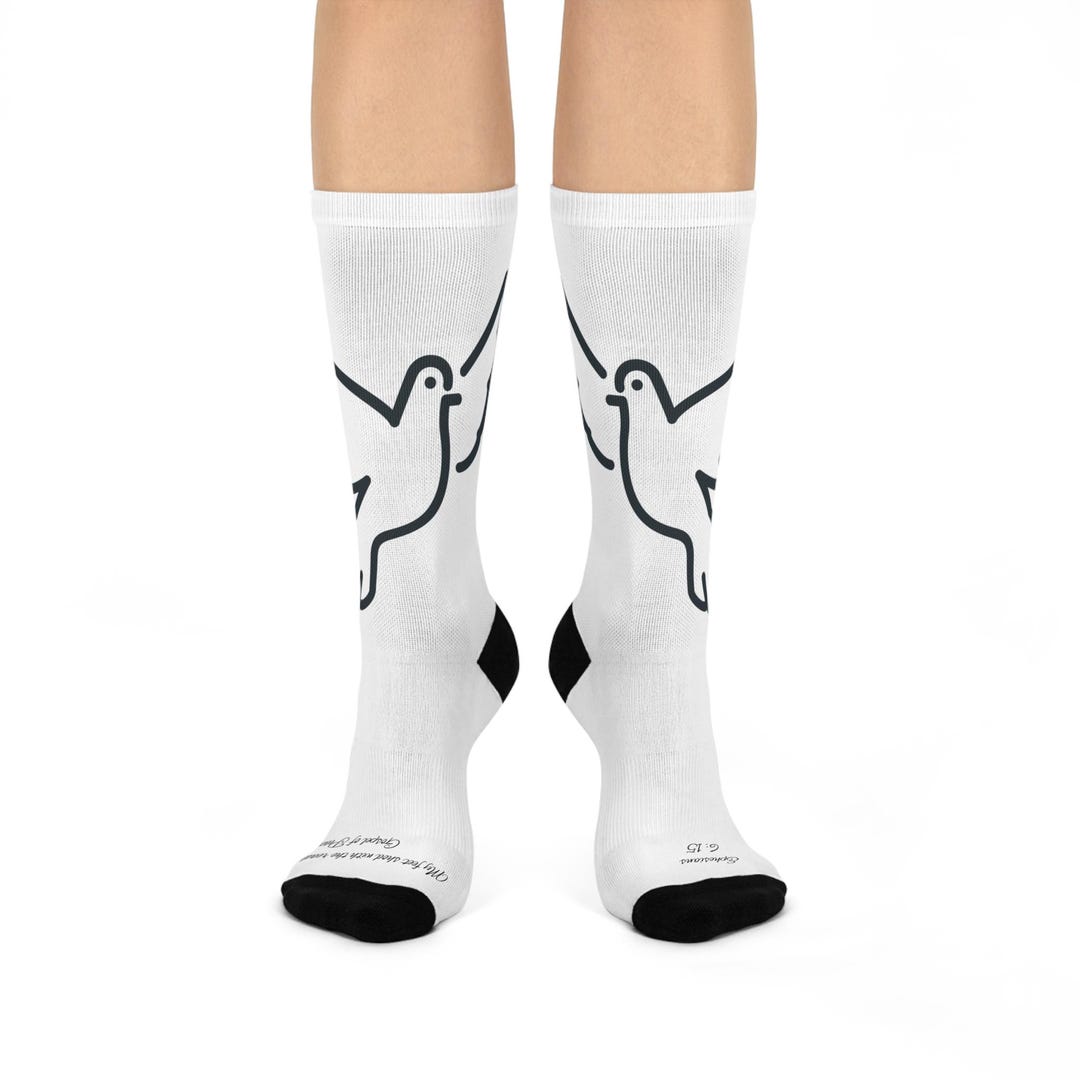 Socks, Gospel of Peace White Crew Socks With Dove, Christian Socks ...
