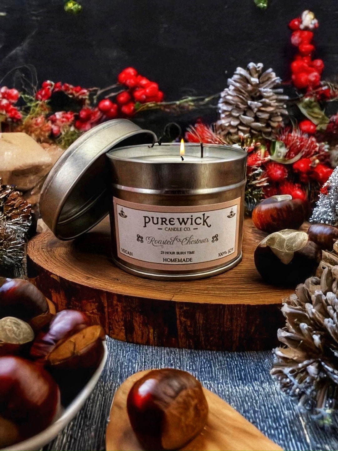 Roasted Chestnut Soy Candle: Handcrafted Holiday Scent | Gift - Etsy UK