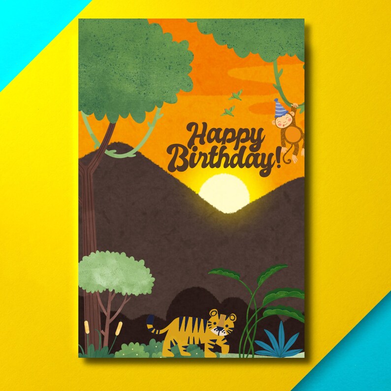 Jungle Birthday Card for Children/kids - Etsy