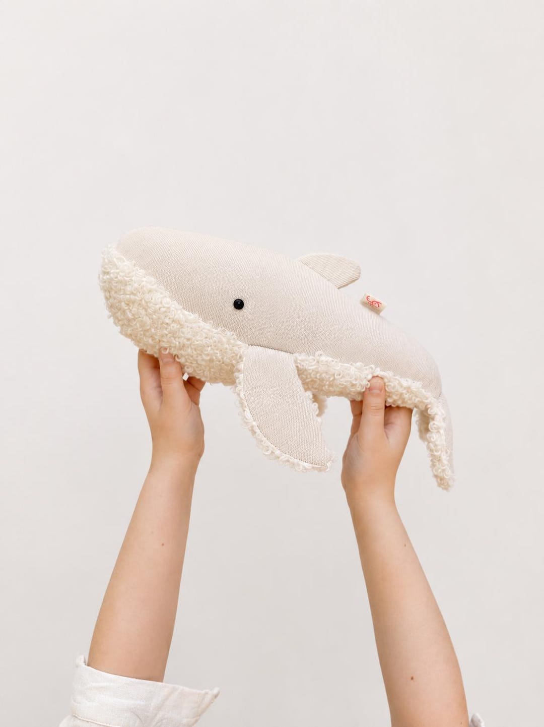 Handmade Beige Whale Plush, Corduroy Teddy Toy, Neutral Coastal Nursery ...