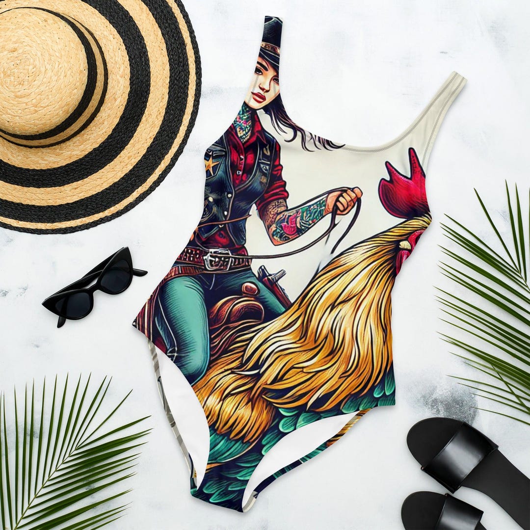 Rooster Rider One-piece Swimsuit - Etsy