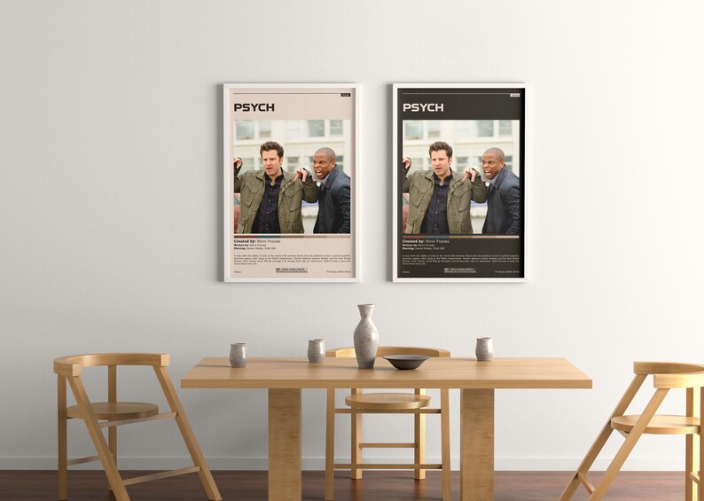 Psych TV Show Poster, Detective Comedy Wall Art, Shawn & Gus Print, Pop ...
