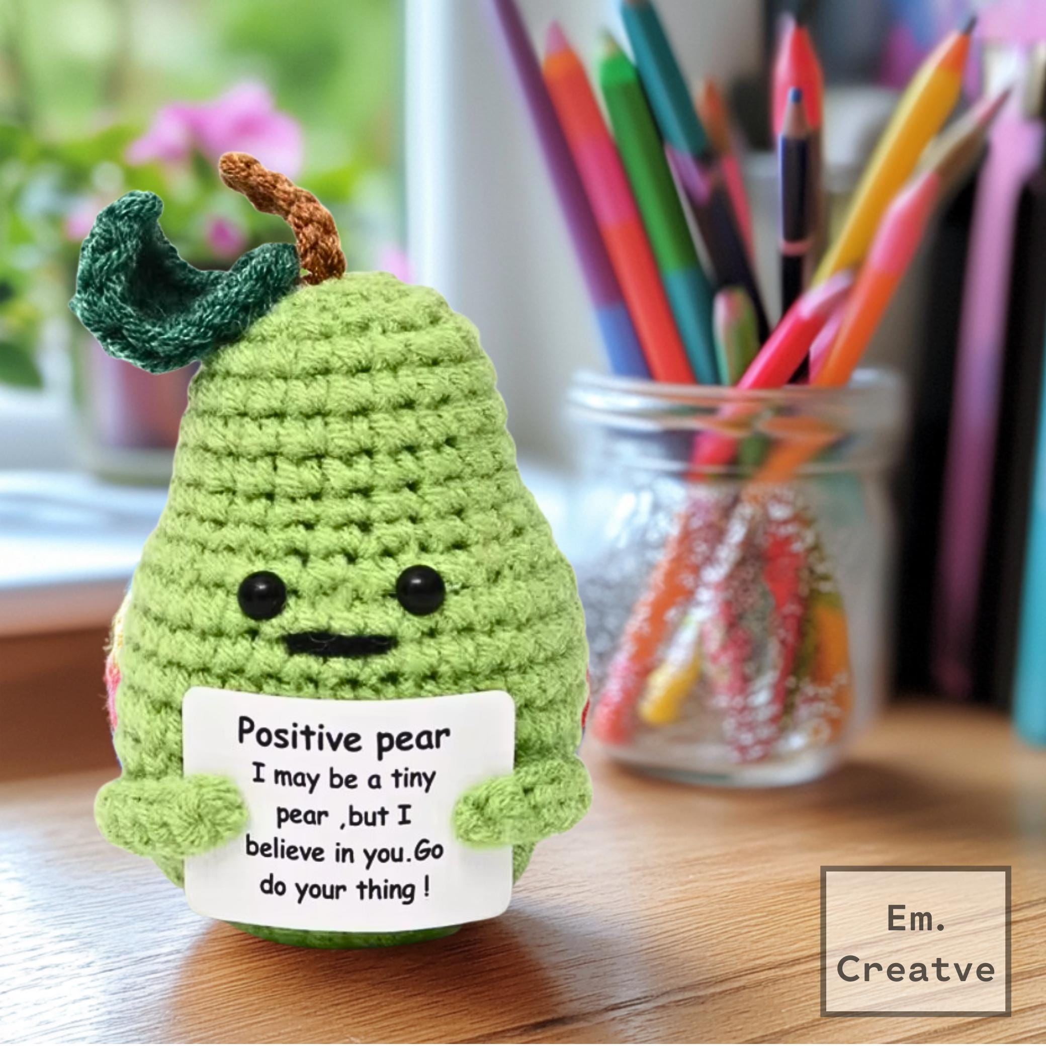 Cute Crochet Positive Desk Buddy, Graduation Gift, Motivational Gift ...