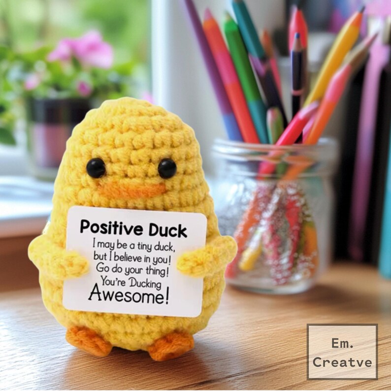 Cute Crochet Positive Desk Buddy, Graduation Gift, Motivational Gift ...