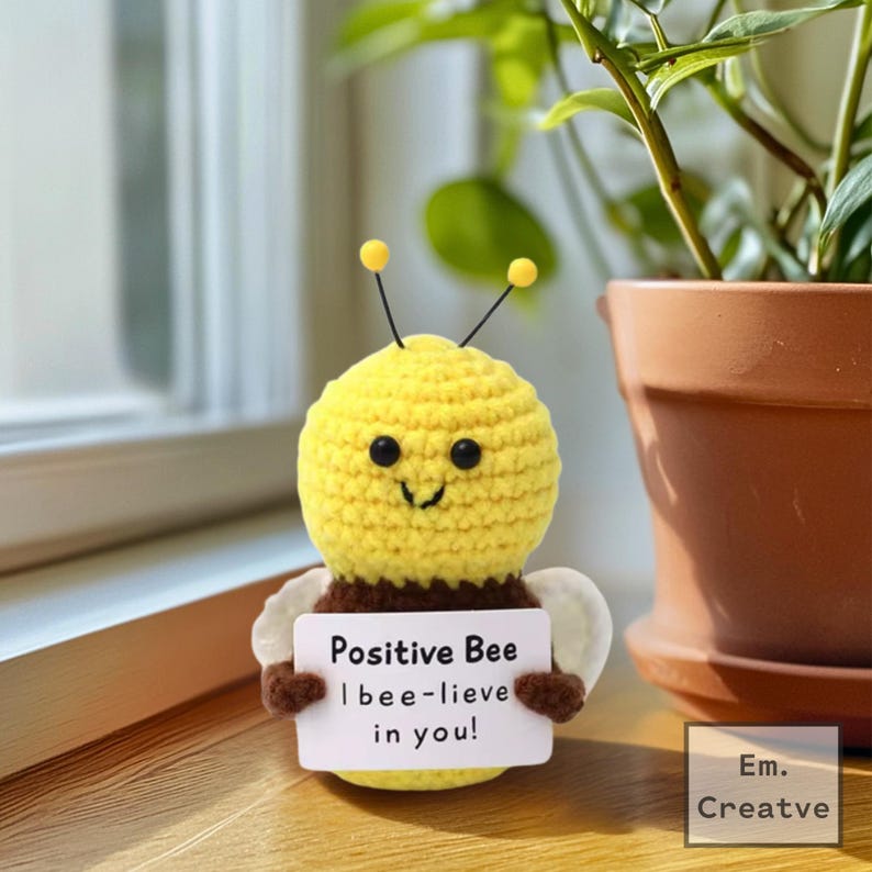 Cute Crochet Positive Desk Buddy, Graduation Gift, Motivational Gift ...