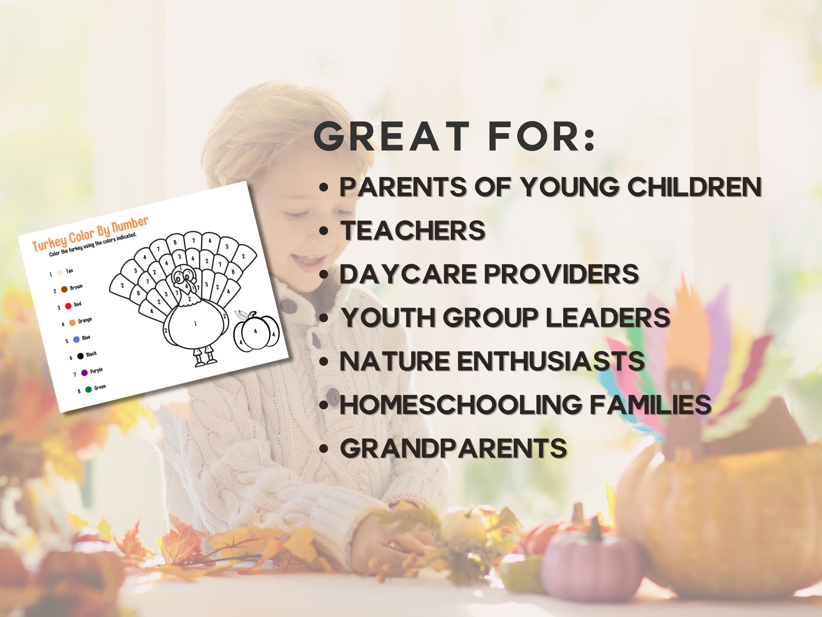 Kids Thanksgiving Color by Numbers Activity Download Instant Fun ...