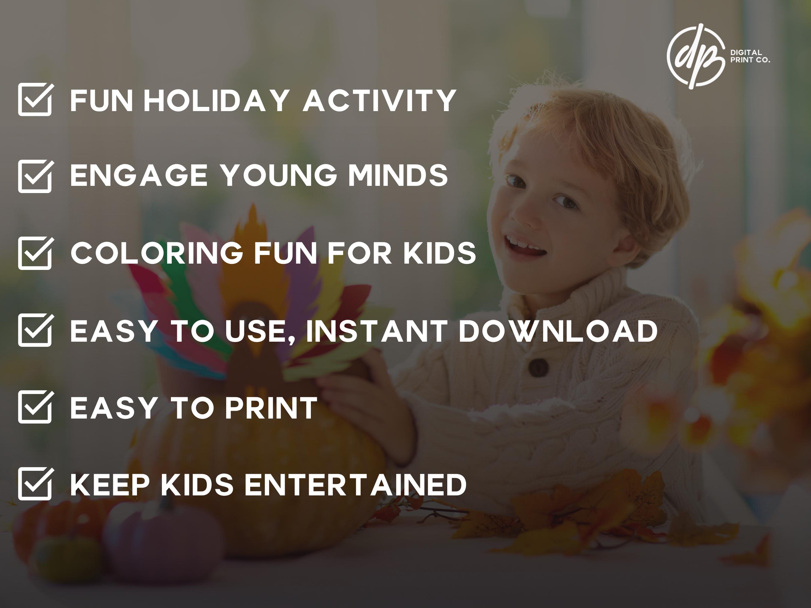 Kids Thanksgiving Color by Numbers Activity Download Instant Fun ...