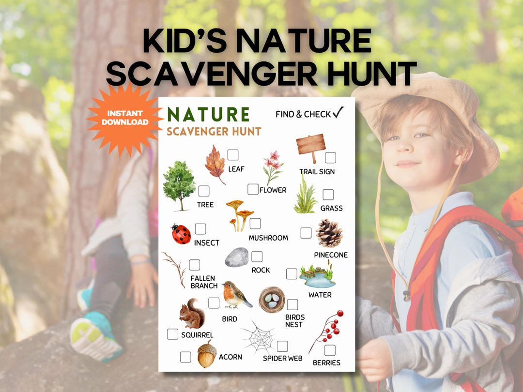 Kids Nature Scavenger Hunt Instant Download Fun Printable Activity for ...