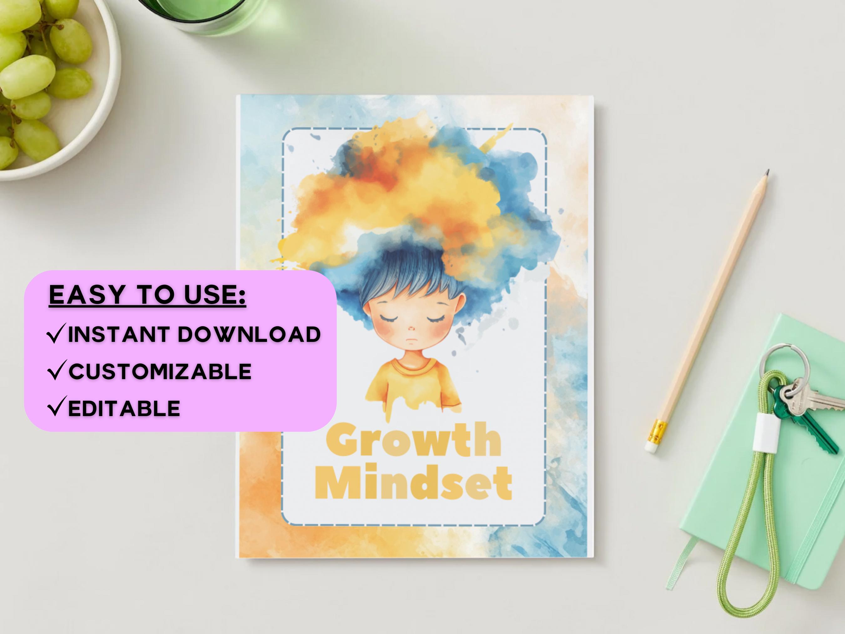Growth Mindset Positive Affirmation Cards for Kids Download Editable ...