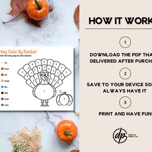 Kids Thanksgiving Color by Numbers Activity Download Instant Fun ...