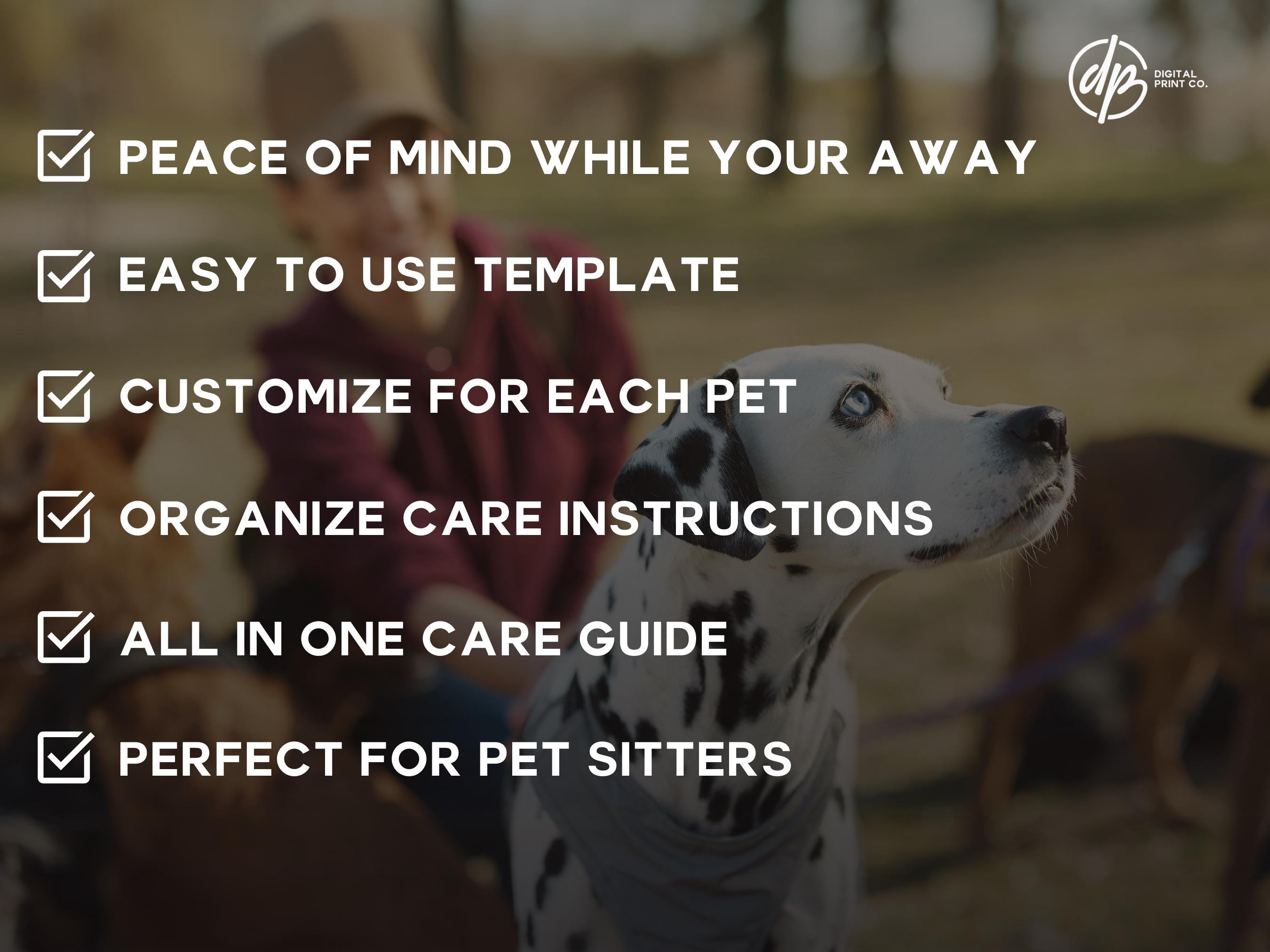 Pet Sitter Checklist Digital Download Editable Pet Care Template ...