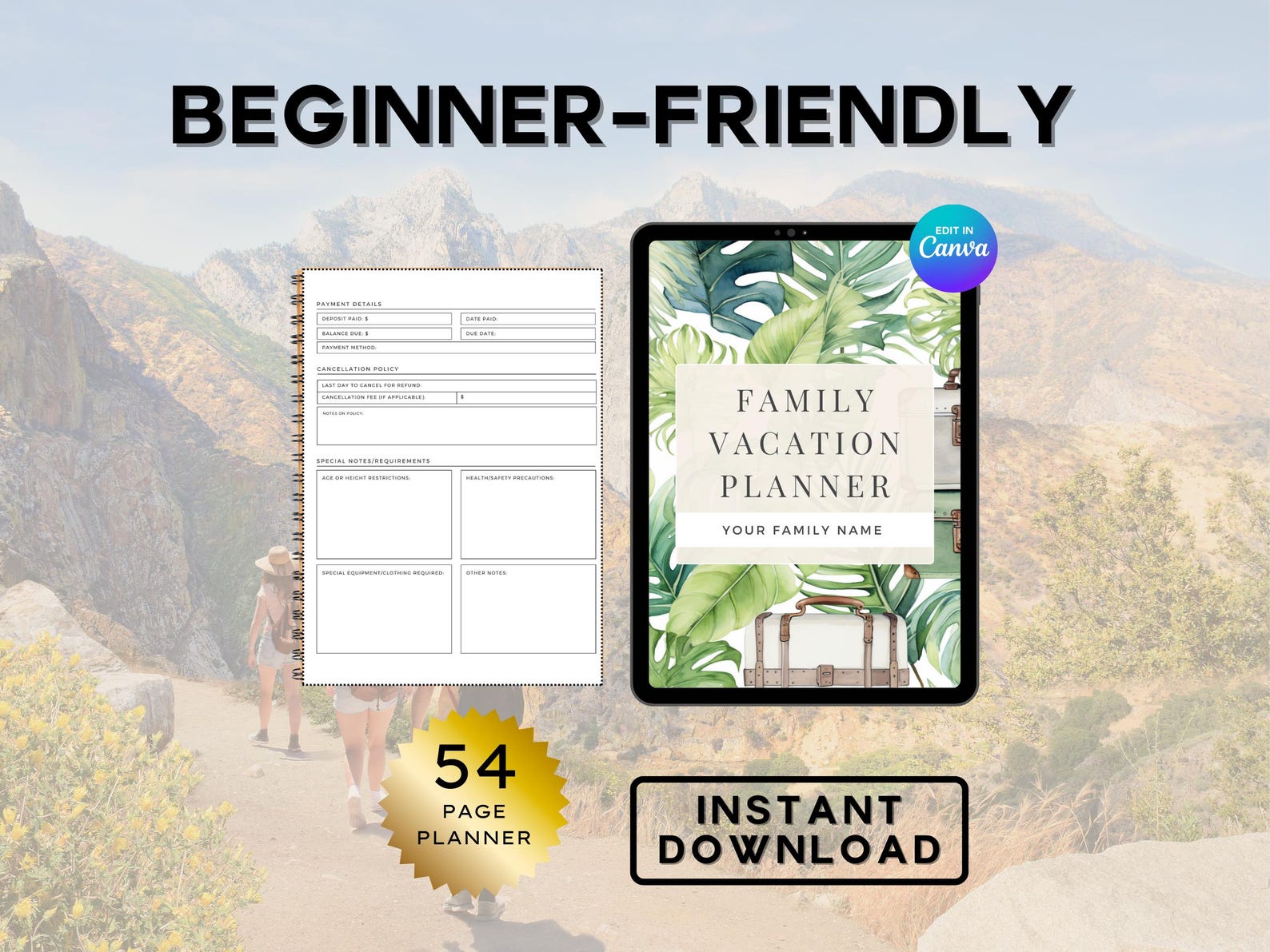 Ultimate Family Vacation Planner | Digital Download Editable Travel ...
