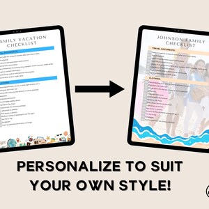 Customizable Family Vacation Checklist Download, Instant Download, Canva Template, Travel ...