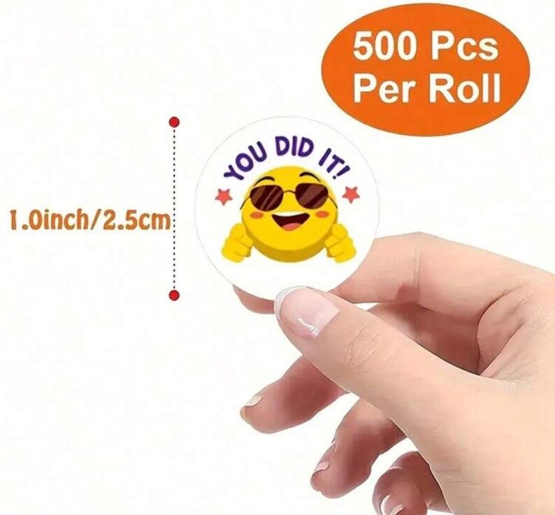 500pcs/ 1 Roll of Cute Smiley Face Expression Rewarding Stickers - Etsy