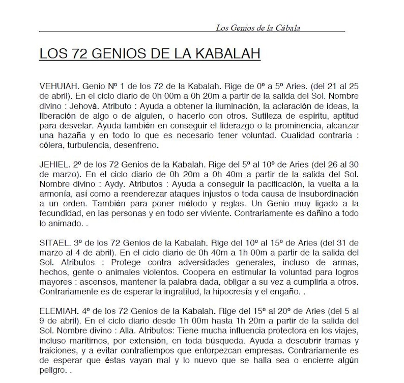 Cábala Judía Los 72 Genios de la Kabalah Libro Digital PDF en Español ...