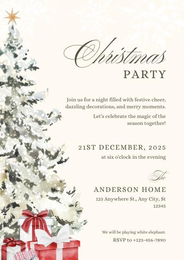 Classy Christmas Party Invitation | Customizable | Canva Template ...