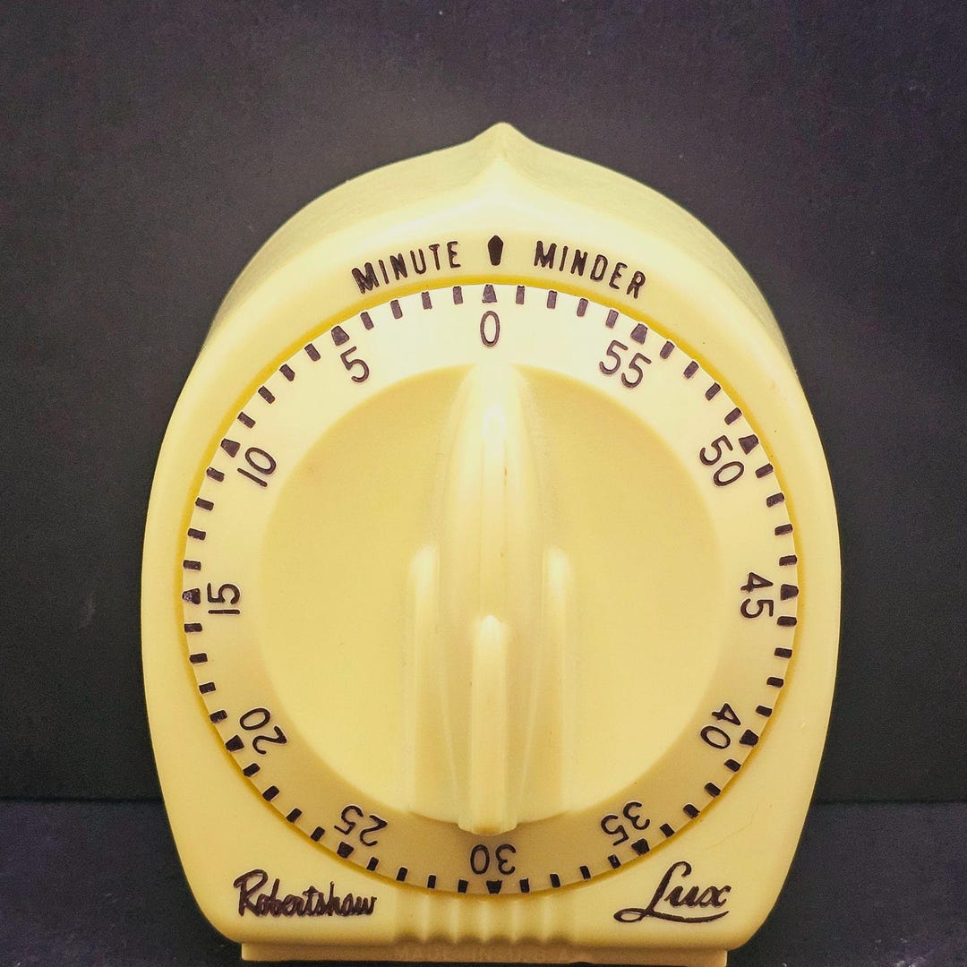 Vintage Yellow Robertshaw Lux Minute Minder Kitchen Timer MCM Rocket ...