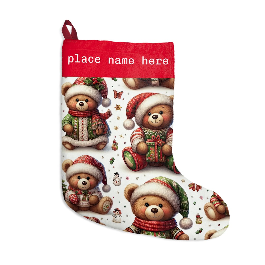 Teddy Bear Christmas Stocking Customizable Gift for Him Stocking Gift ...