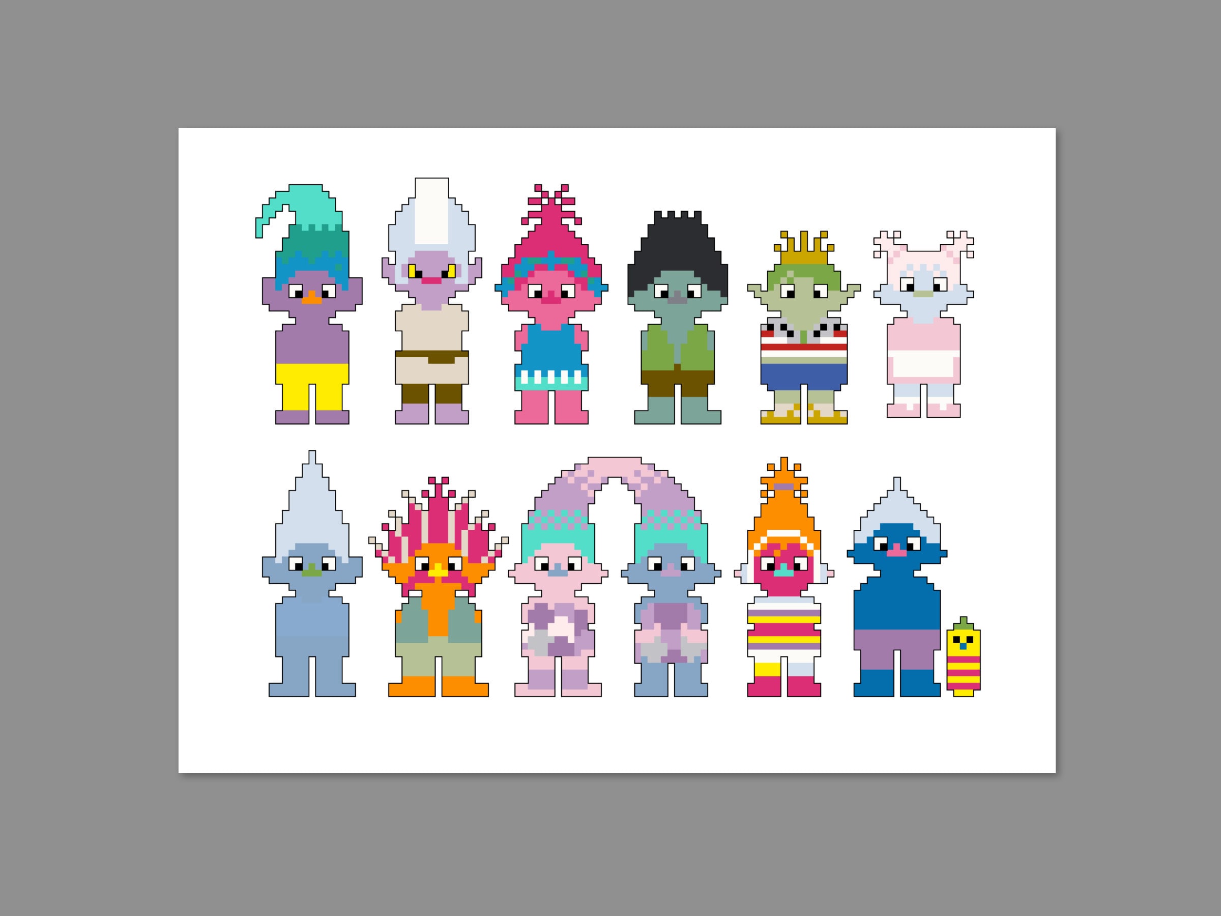 Trolls Pixel People Character Cross Stitch PDF PATTERN ONLY | Etsy