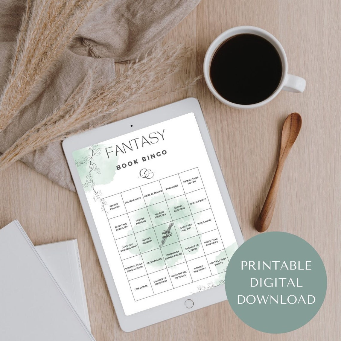 Fantasy Book Bingo, PRINTABLE & DIGITAL Download, Book Club Fantasy ...