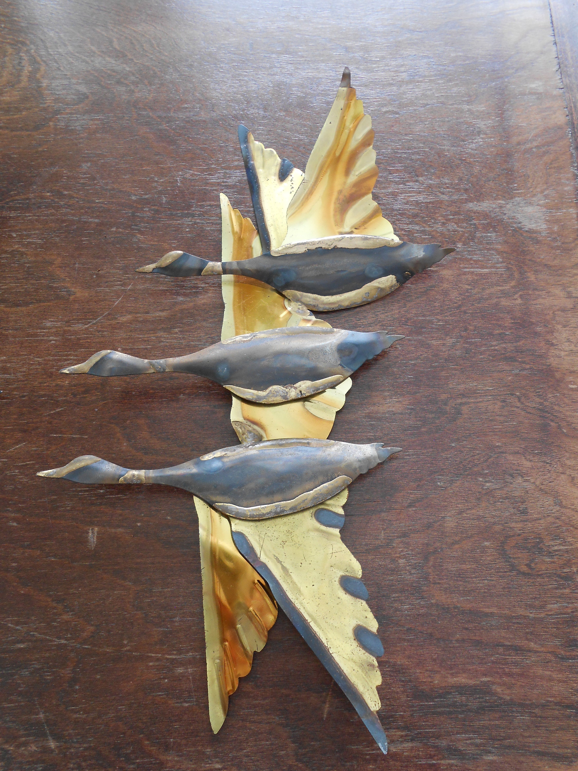 Vintage Set of Three Copper Ducks/geese in Flight Wall Hanging, Mid ...