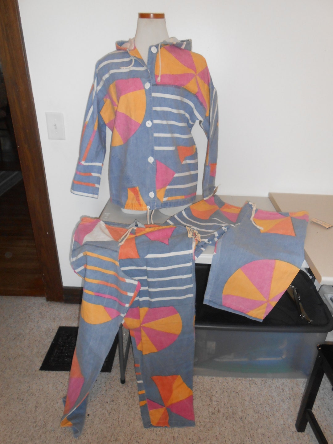 1980’s Michigan Rag Co. Three Piece Set, Jacket Shorts Pants, Beach ...