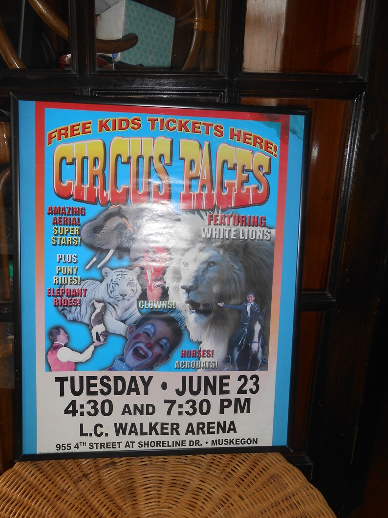 Vintage Circus Poster, LC Walker Arena Muskegon Michigan, Circus Pages ...