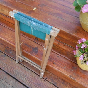 Green Canvas and Oak Folding Camping Stool Portable Hardwood Outdoor ...
