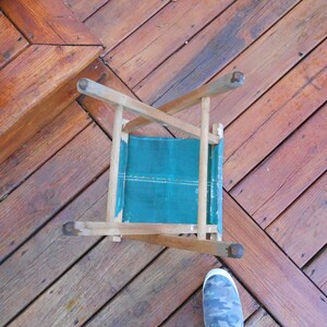 Green Canvas and Oak Folding Camping Stool Portable Hardwood Outdoor ...