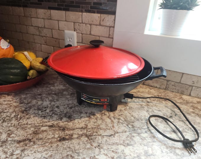 Vintage West Bend Electric Wok, 80's or 90's Red Electric Wok, New Old ...