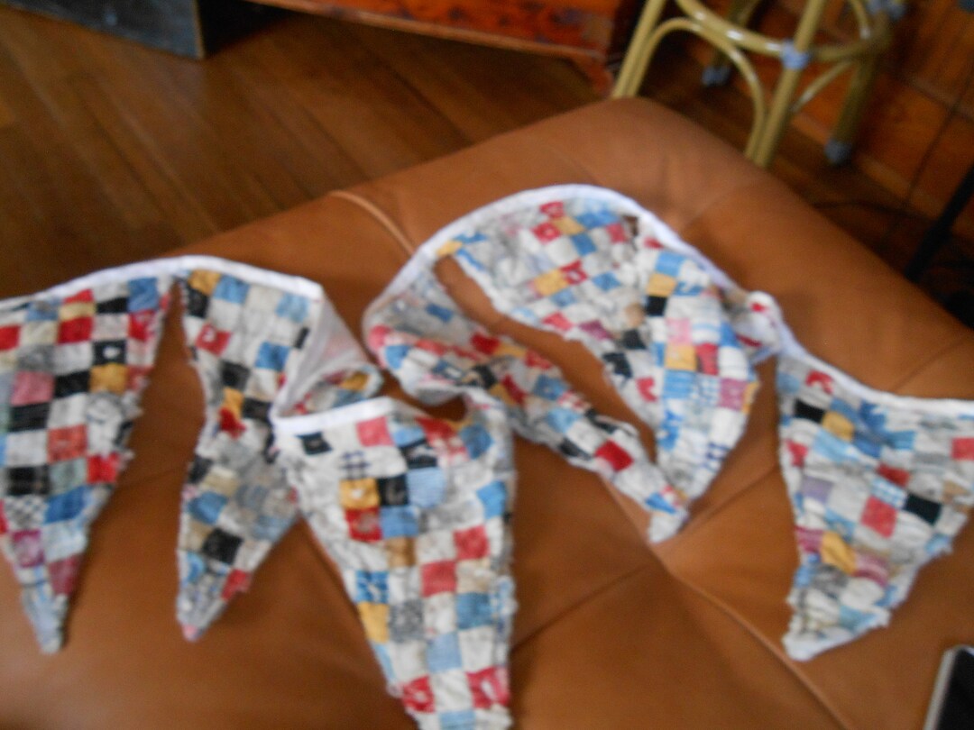 Vintage Upcycled Quilt Pennant Banner/garland/bunting, Made From a ...