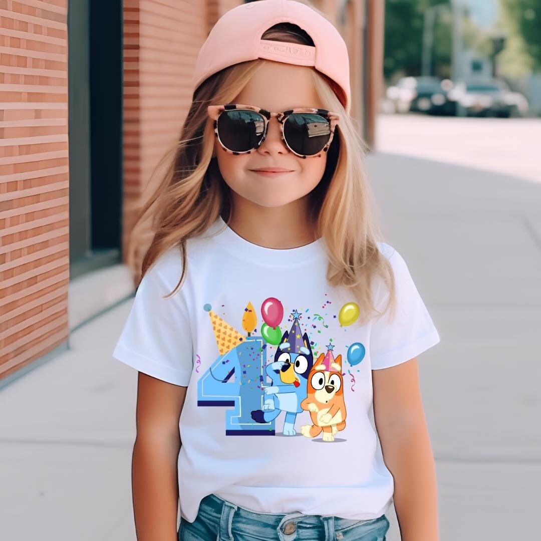 DTF Transfer Sheet, Bluey Dog, 4 Birthday, Ready to Press - Etsy