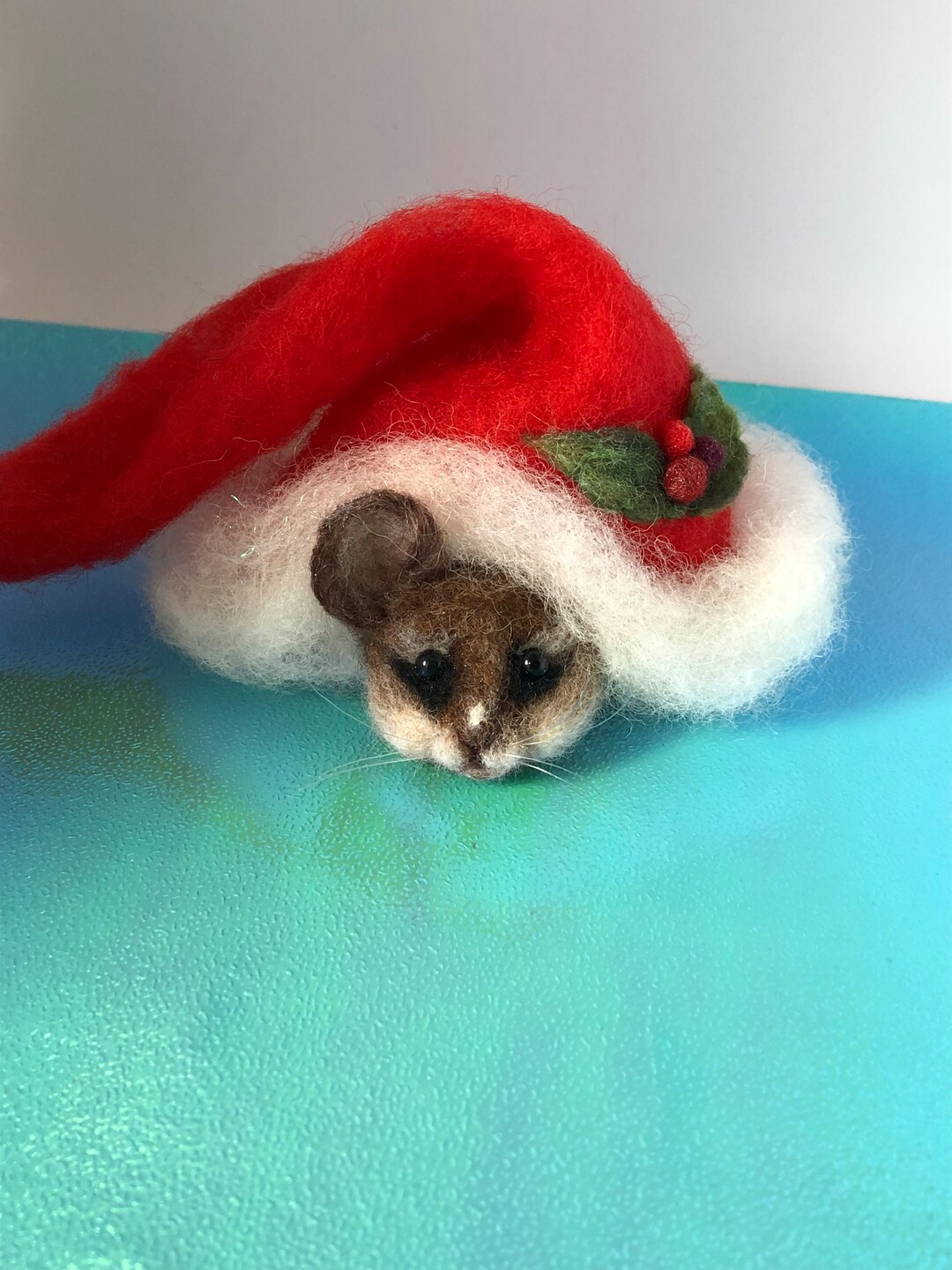 Needle Felted Mouse, Christmas Mouse, Christmas Gift, Wool Mouse, Red ...