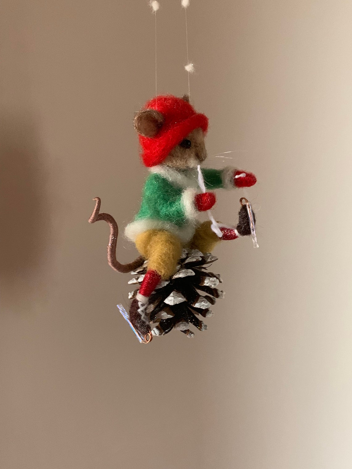Needle Felted Mouse, Mouse on a Pine Cone, Wool Mouse, Felted Mouse ...