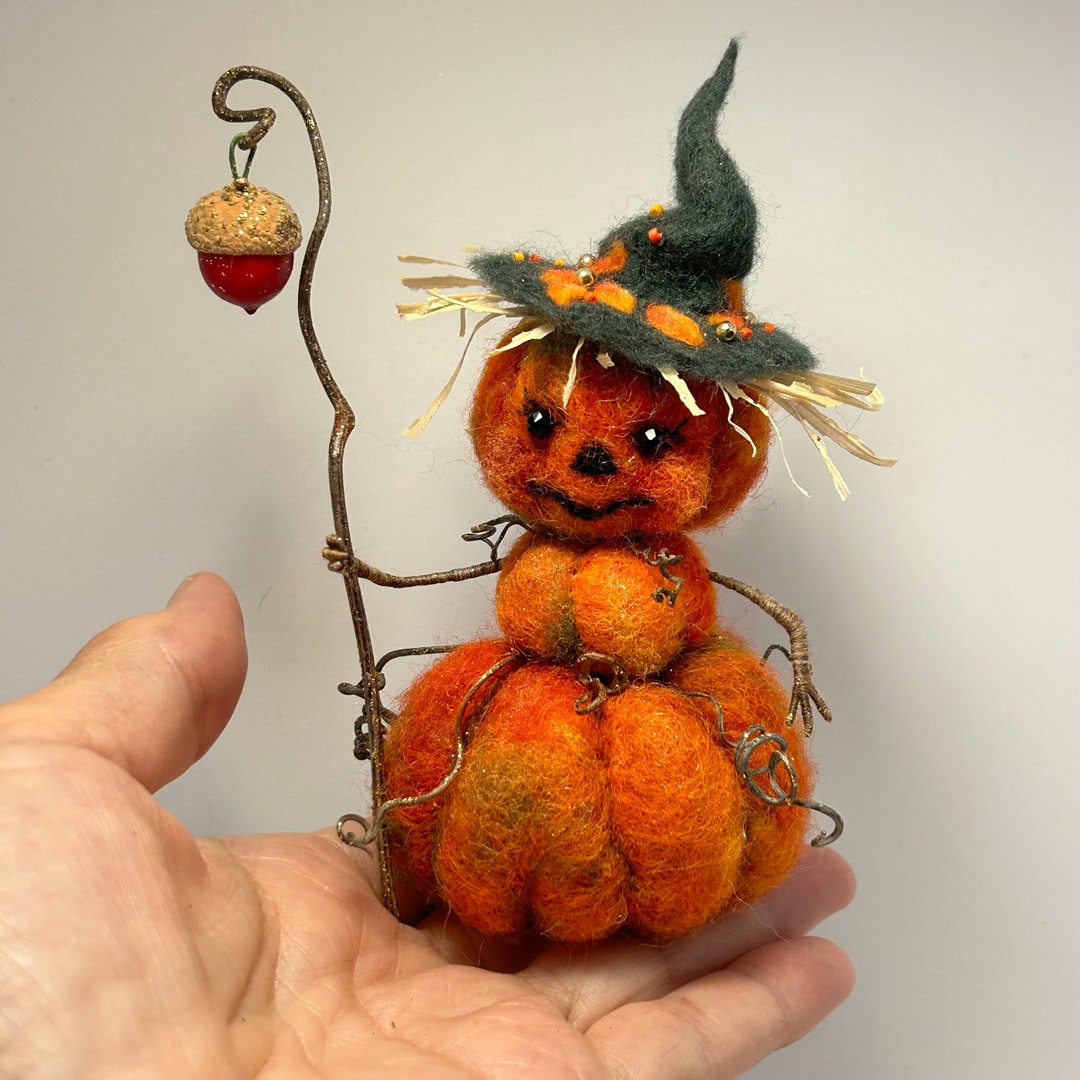 Needle Felted Pumpkin, Pumpkin, Felted Pumpkin, Halloween Decoration ...