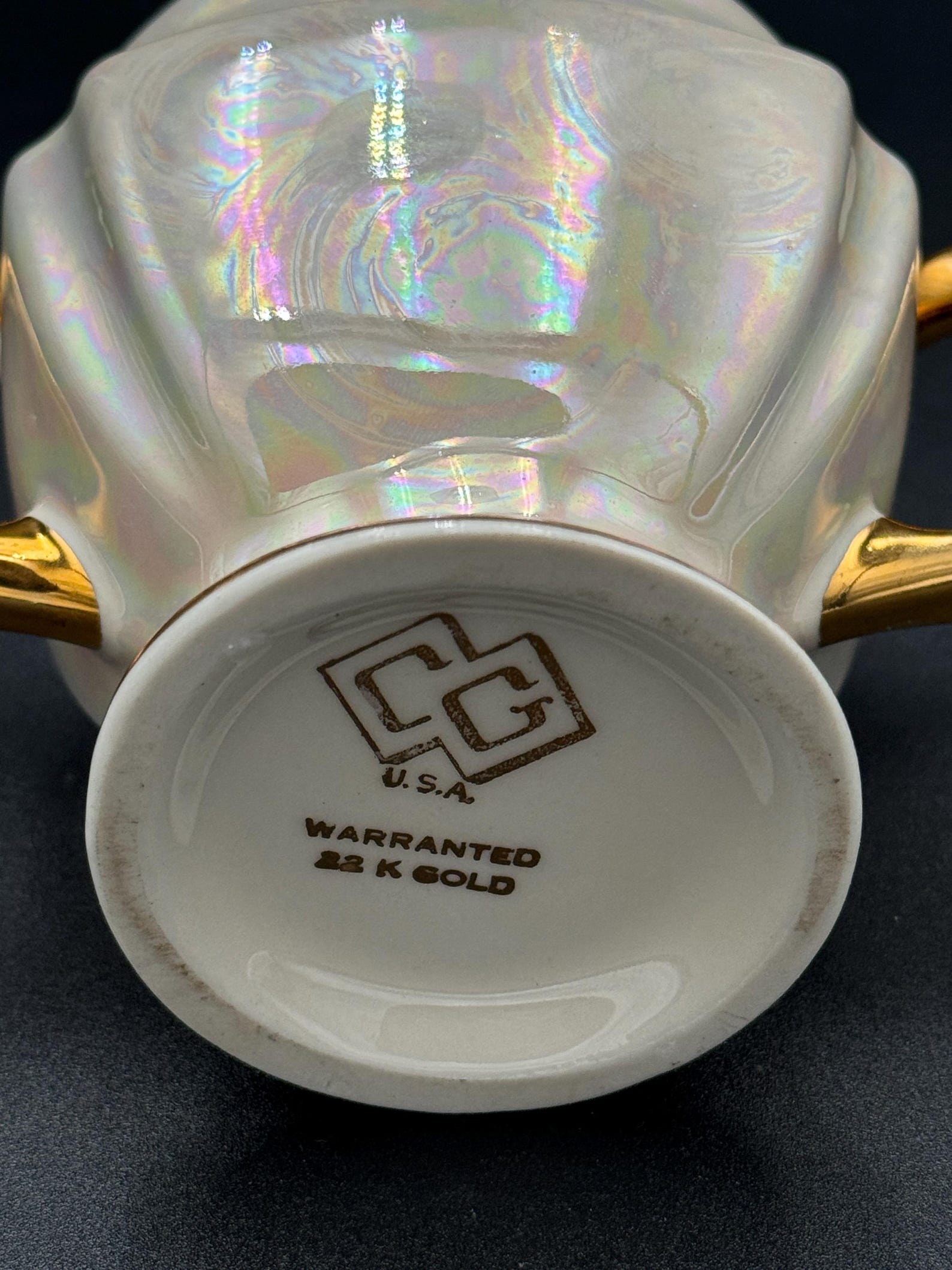 Vintage CG USE Warranted 22K Gold Aqua Lusterware Sugar Cup - Etsy