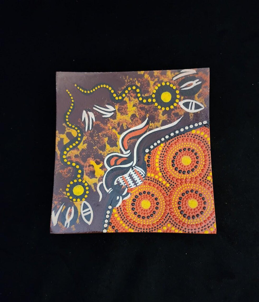 Vintage Australian Aboriginal Abstract Art Painted Teak Wood Trays - Etsy