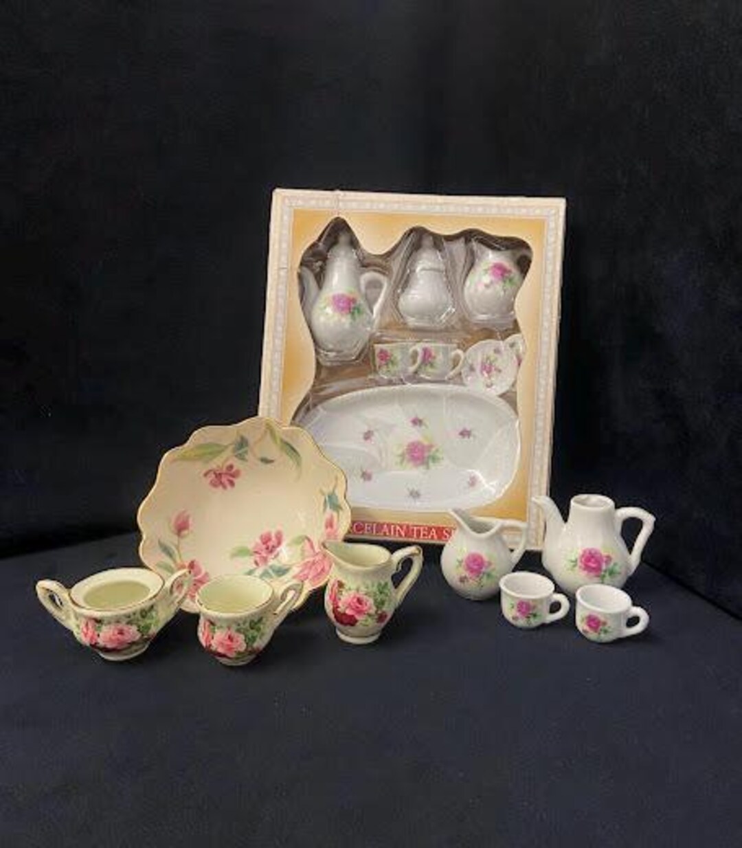 3 Vintage Miniature Porcelain Tea Set Collection and a Lenox Bowl - Etsy