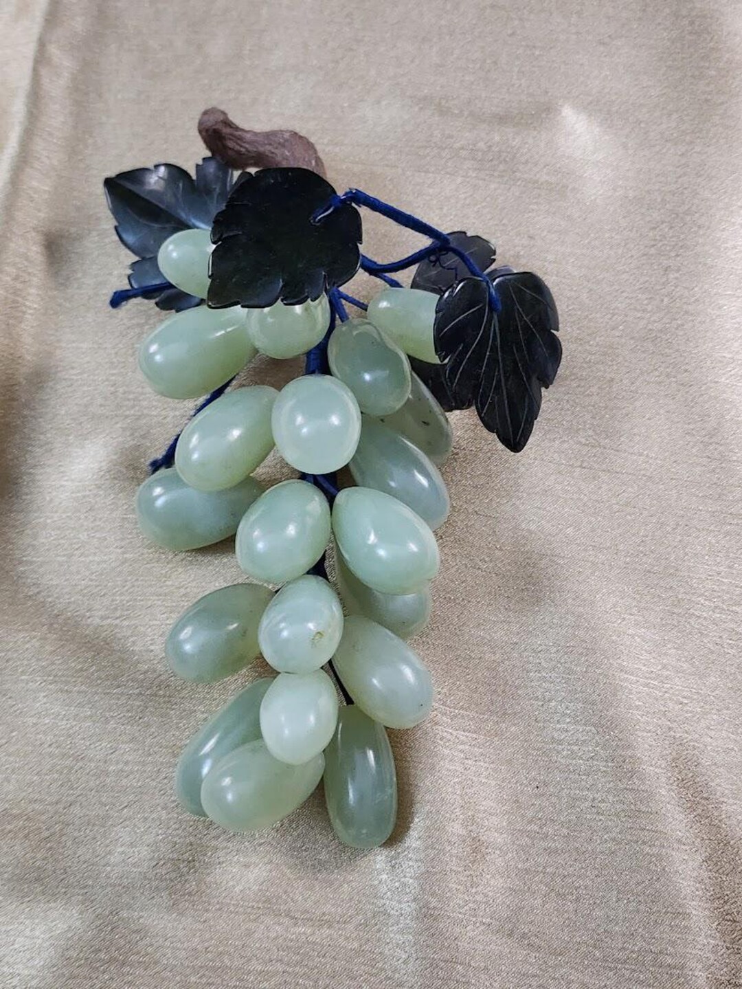 Vintage Green Stone/marble Grape Cluster With Stone Leaves - Etsy