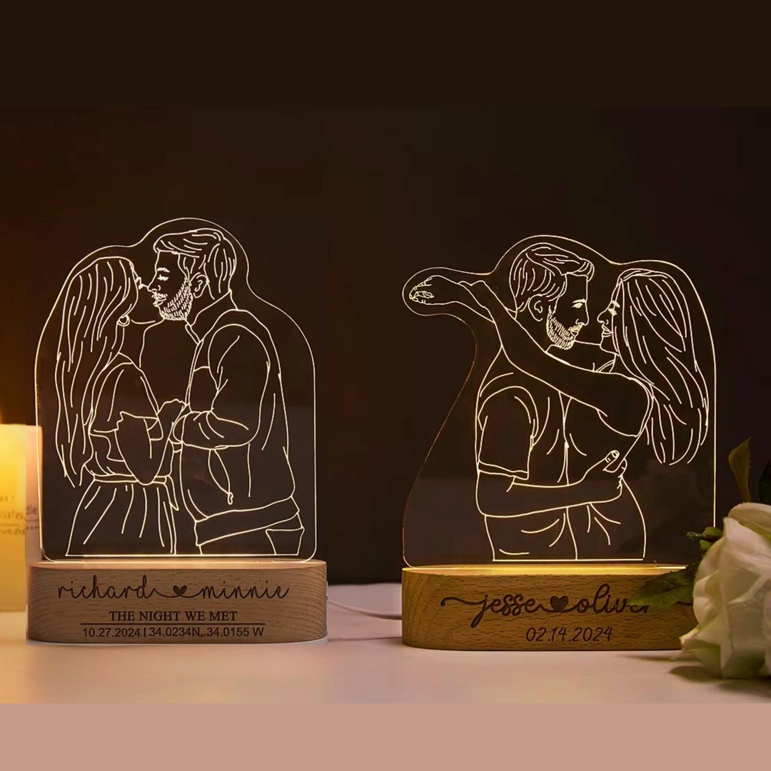 Custom LED Photo 3D Lamp LED Light Personalised Birthday Wedding ...
