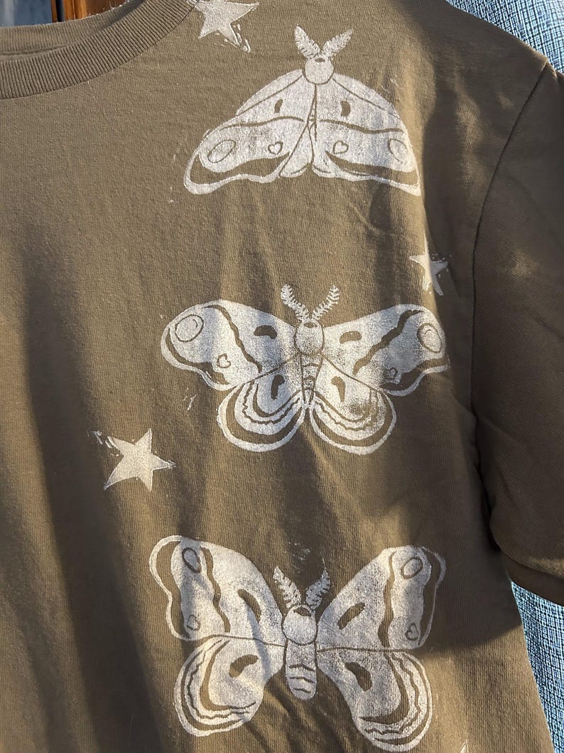 Lino Print Moth Shirt - Etsy