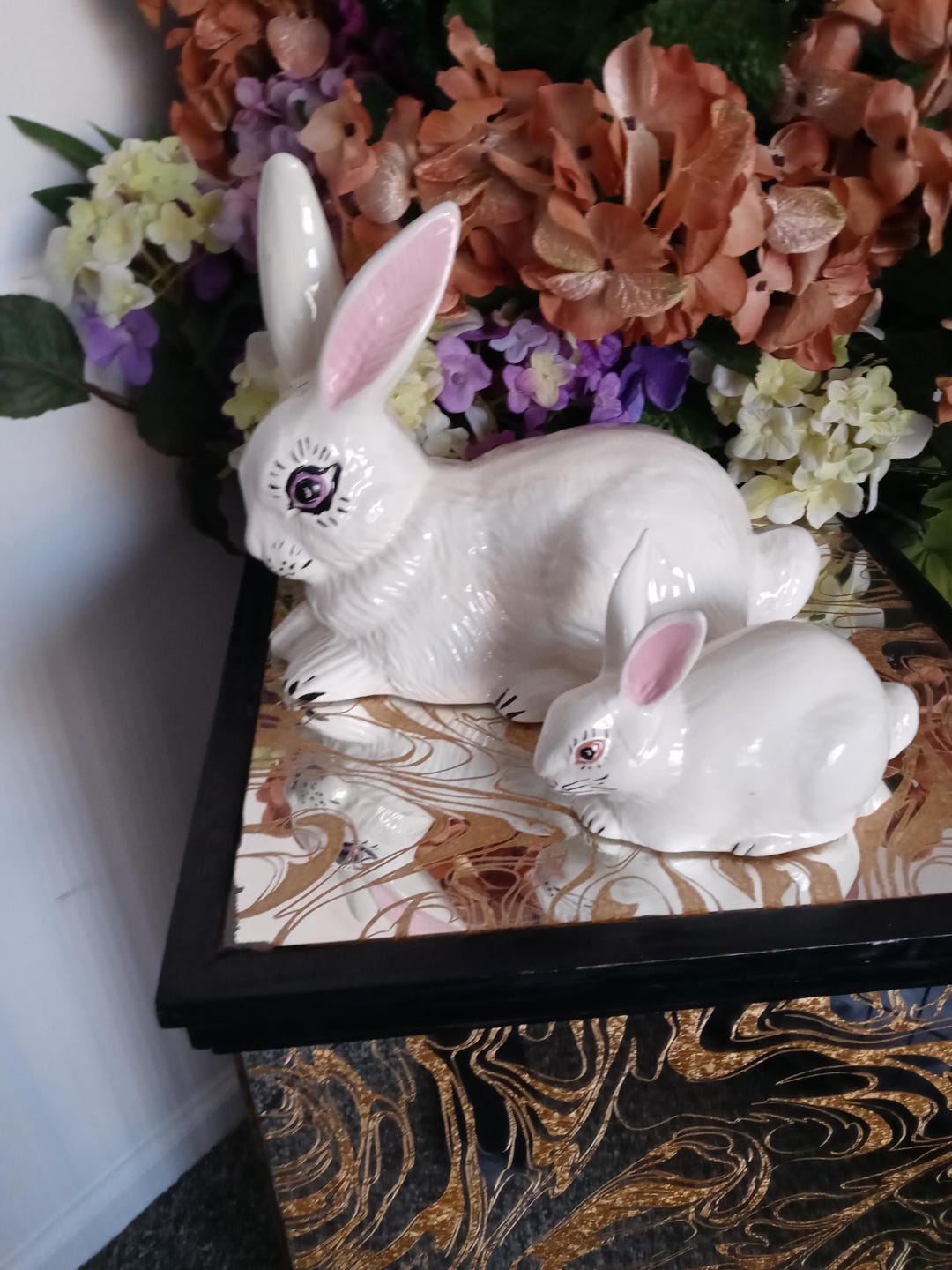 Rabbit Figurines Set Bunny Rabbit Decor Ceramic Vintage Decor Bunny ...