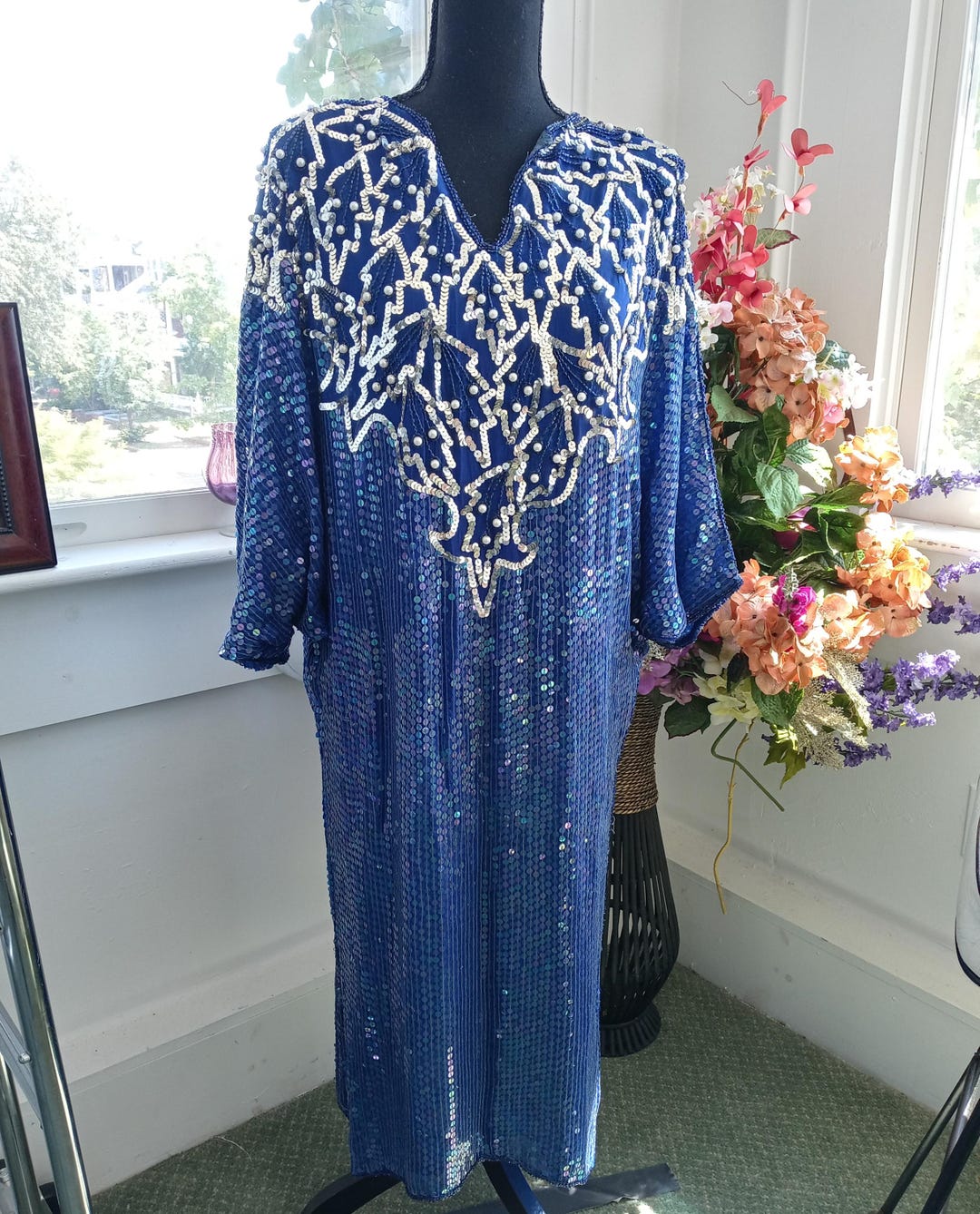 Sequin Evening Gown Sequins Dress Women Blue Dress Evening Attire ...